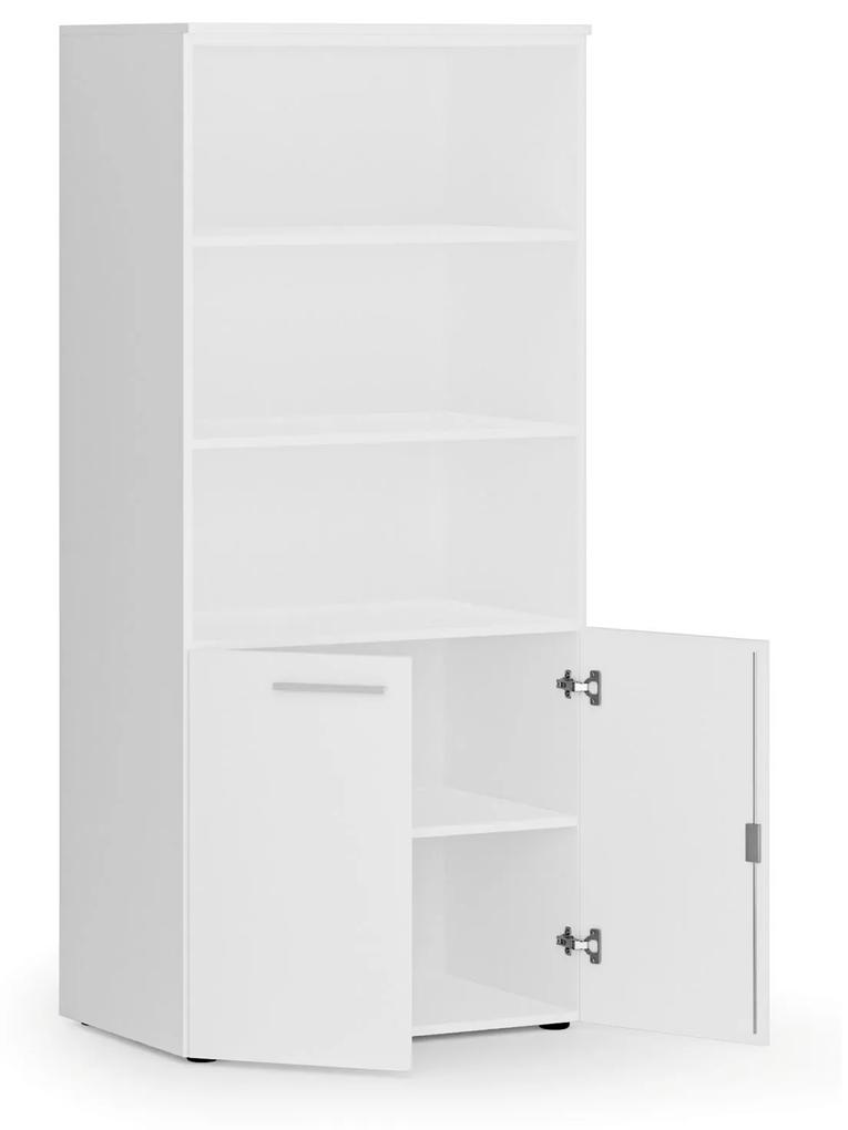 Kombinovaná kancelářská skříň PRIMO WHITE, nízké dveře, 1781 x 800 x 500 mm, bílá/wenge