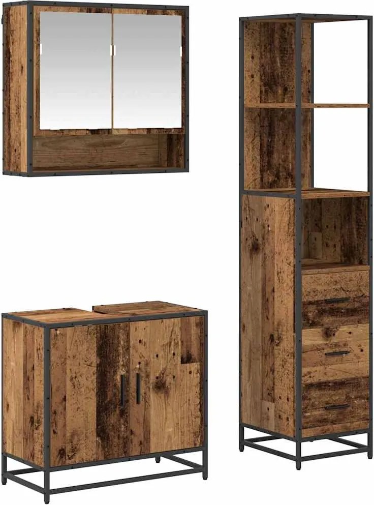 Sada koupelnového nábytku 3 ks Staré dřevo 35 x 37,5 x 166 cm 3402518