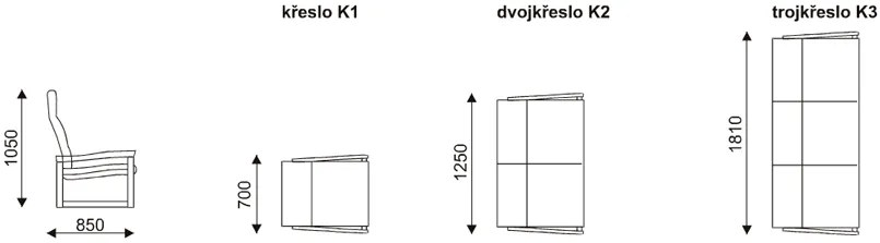 Dřevěná buková pohovka - dvojkřeslo TOSCANO K2 český výrobek