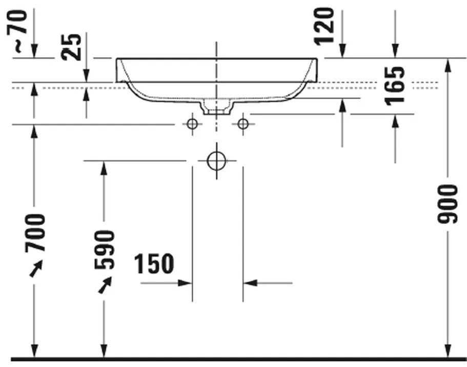 Duravit Happy D.2 Plus - Umyvadlová mísa broušená, 60x40 cm, bílá, 2359600000