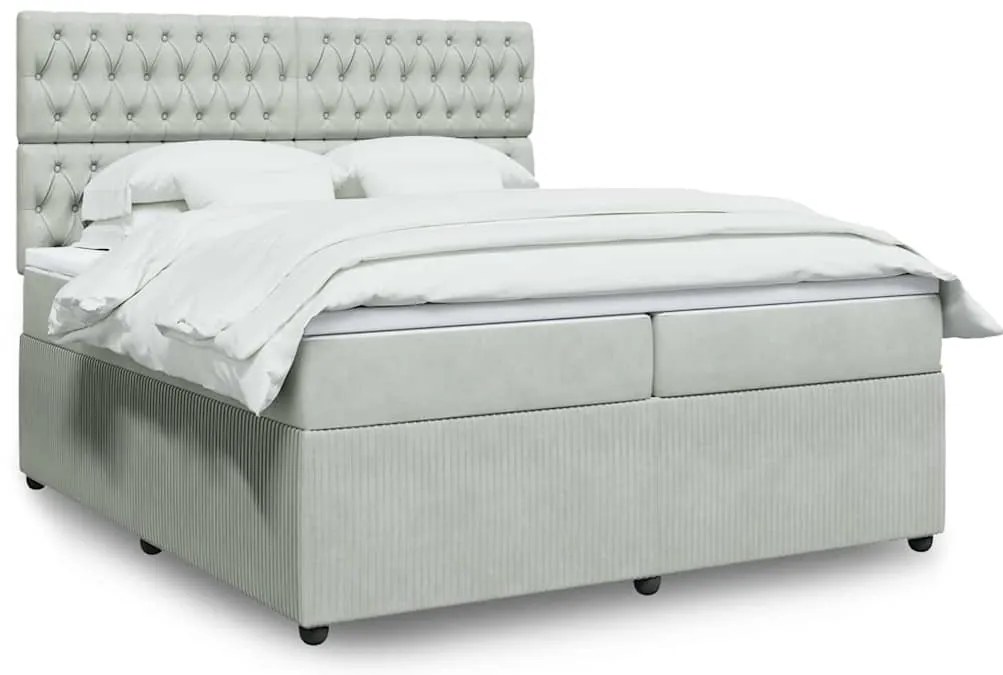 Box spring postel s matrací světle šedá 200x200 cm samet 3294736