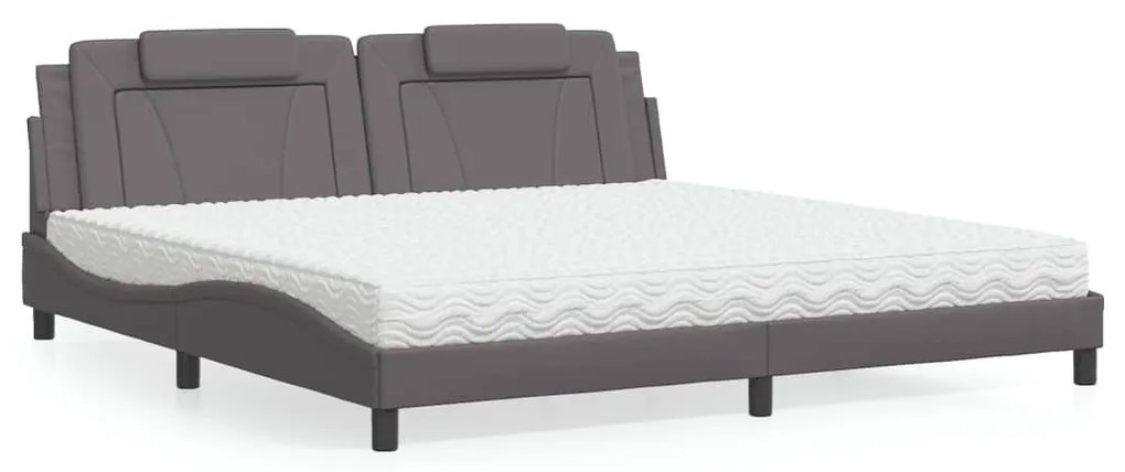 Postel Viana s matrací šedá 200 x 200 cm umělá kůže 3208820