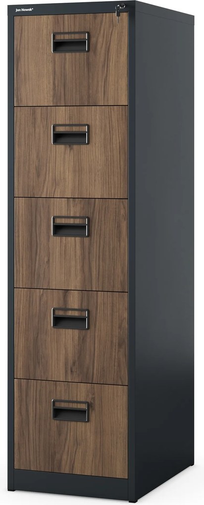 Kovová kartotéková skříň s 5 zásuvkami, antracit/ořech, 460x1625.5x620 mm: SARA Eco Design