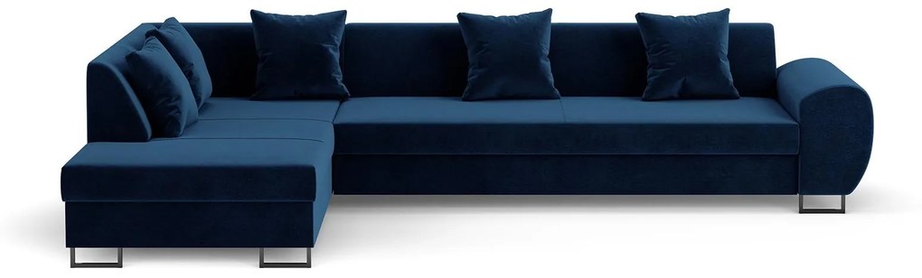 KOOKO HOME Rohová rozkládací sametová pohovka s úložným prostorem Calmato XL levý roh