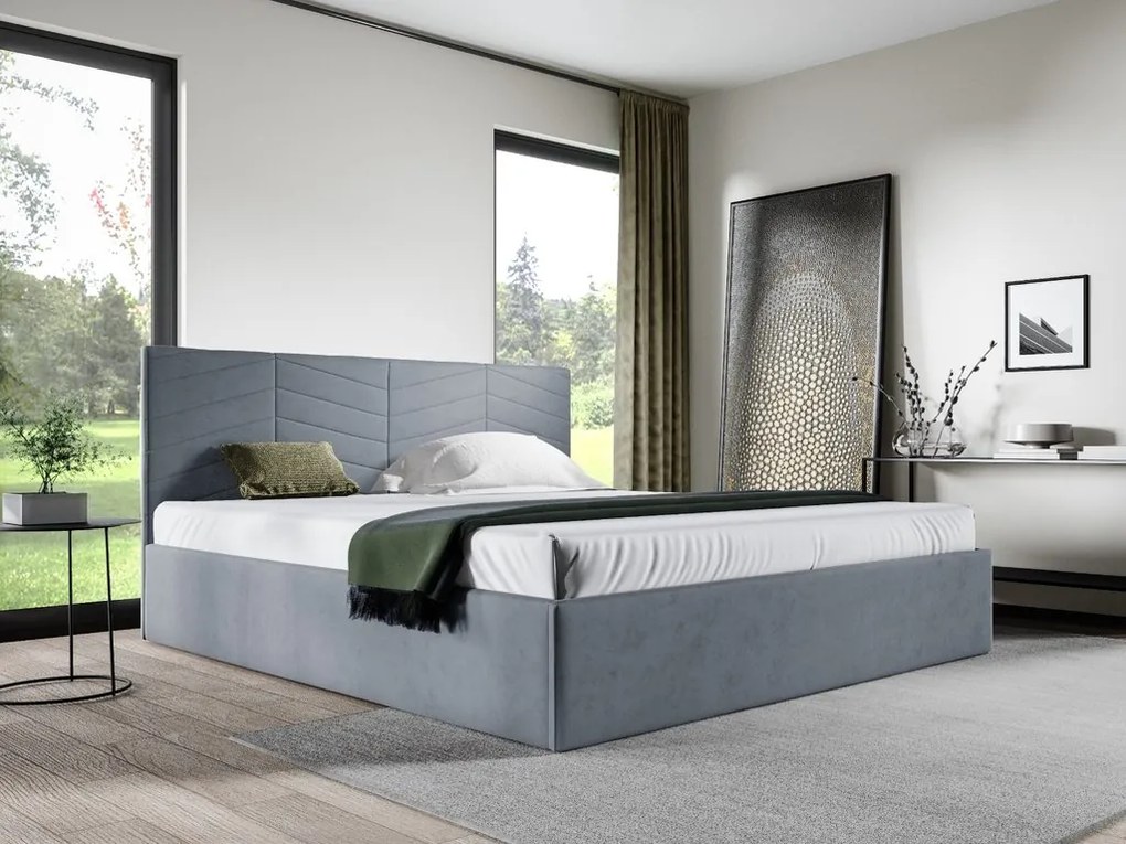 Eka Čalouněná postel ANNA 90x200 cm Barva látky Trinity: Šedá (Trinity 2314), Úložný prostor: Bez úložného prostoru