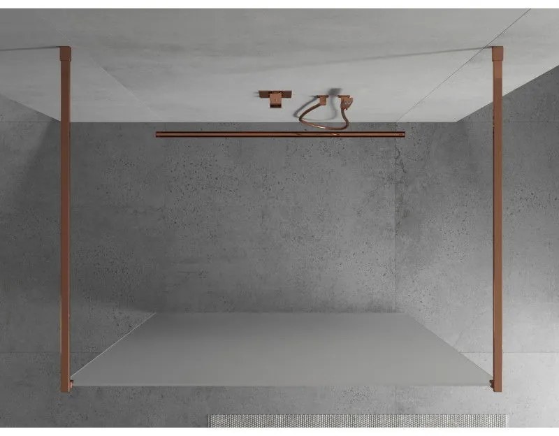 Mexen Kioto, průchozí sprchová zástěna 110 x 200 cm, 8mm sklo námraza, 2x růžové zlato stabilizační rozpěra, 800-110-002-60-30