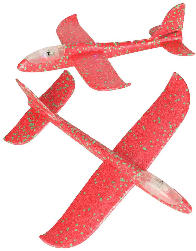 KIK KX7956_2 Plachtařské letadlo z polystyrenu 8LED 48x47cm červená