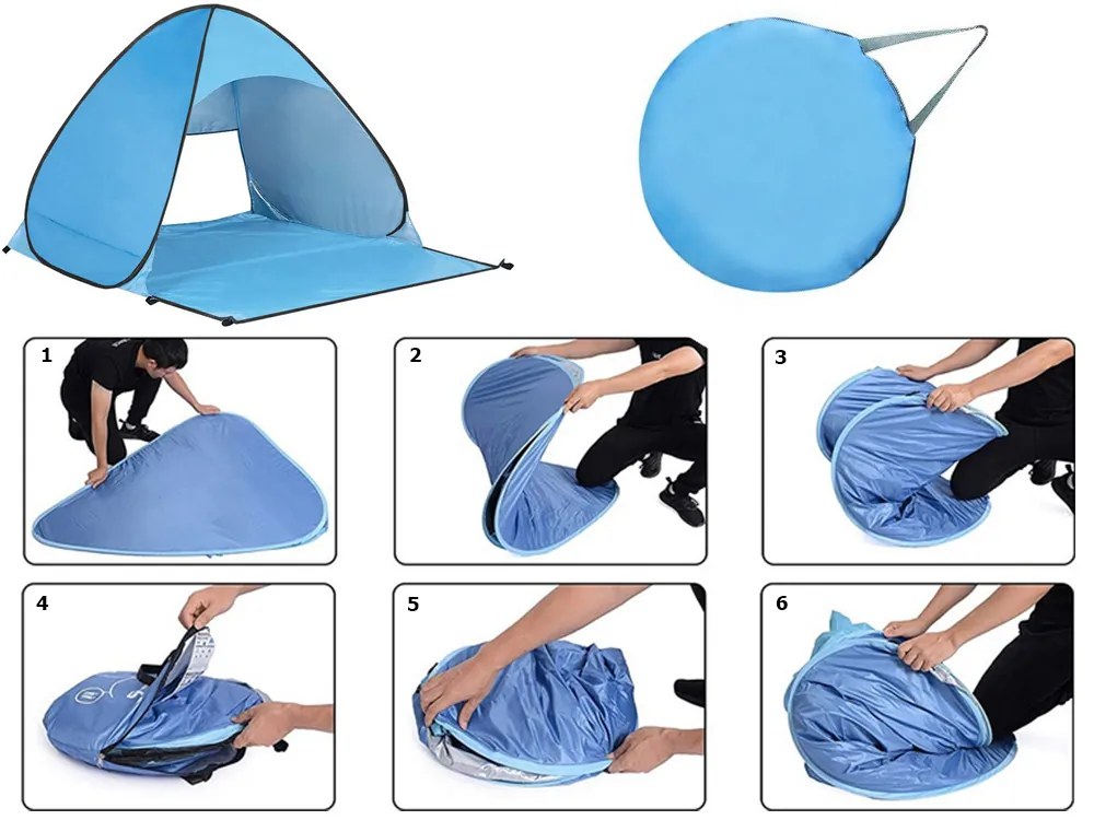 Verk Group Plážový stan samostatně skládací uv ochranný rodinný vak set