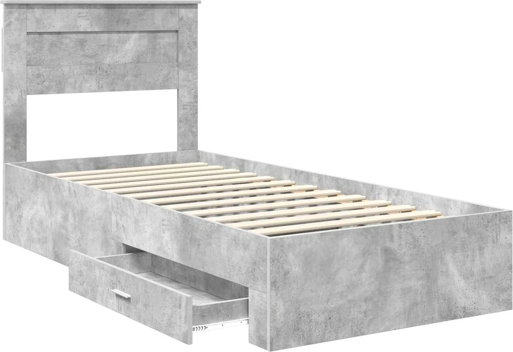 Rám postele s čelo Betonově šedá 90 x 190 cm Kompozitní dřevo 3410030