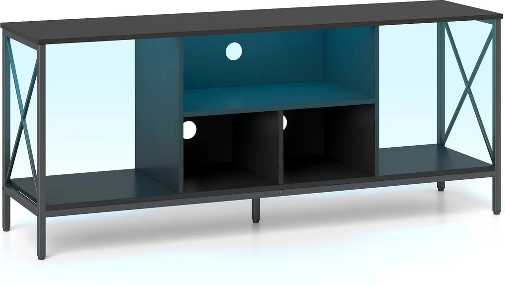 Costway Televizní stolek 150 cm s LED osvětlením, černý