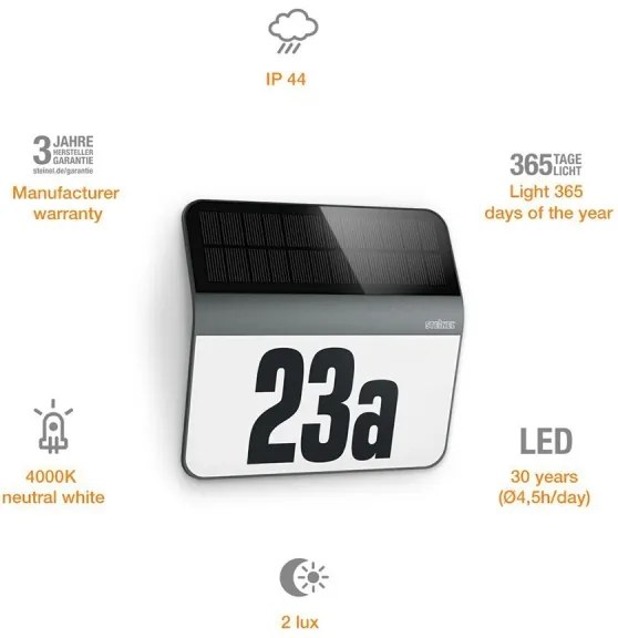 STEINEL 035730 - LED Solární domovní číslo XSolar LH-N LED/0,03W IP44