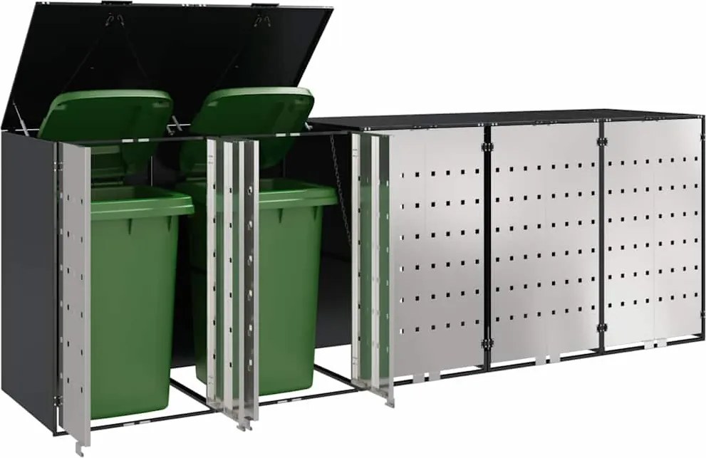 Úložný box na 3 popelnice Nerezová ocel Antracit 3394781