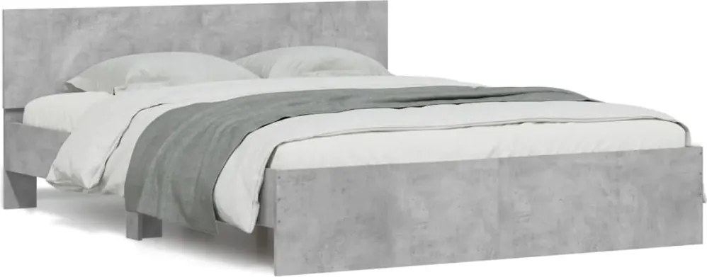 Rám postele s čelem a LED osvětlením betonově šedý 160 x 200 cm 3207598