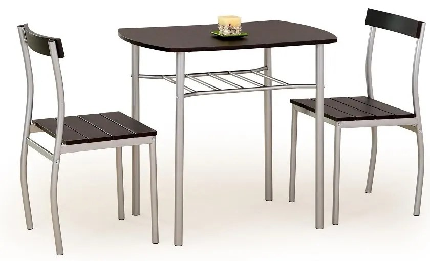 Jídelní set Lance 2+1, wenge / stříbrná