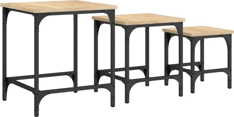 vidaXL Hnízdové konferenční stolky 3 ks kompozitní dřevo [838934] Barva: šedá sonoma