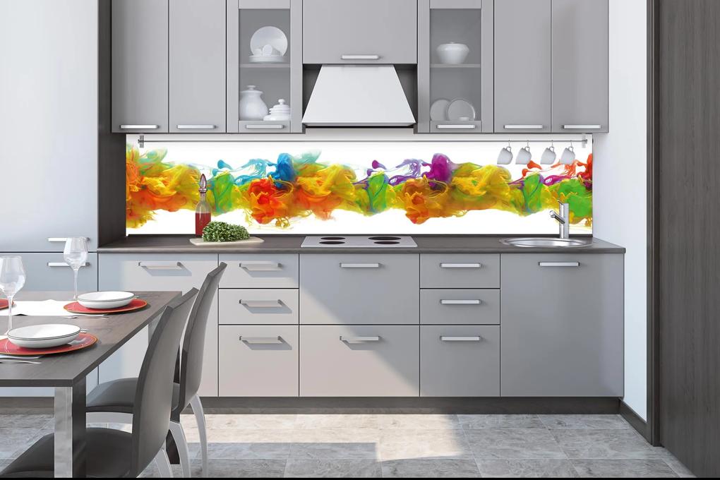 DIMEX | Fototapeta do kuchyně Barevný inkoust ve vodě KI-260-286 | 260 x 60 cm | vícebarevná, bílá