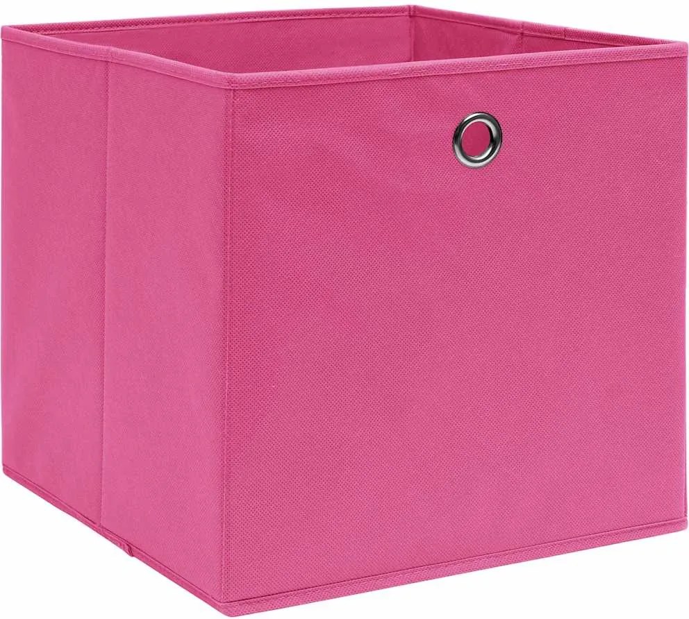 Úložné boxy 10 ks růžové 32 x 32 x 32 cm textil 288347