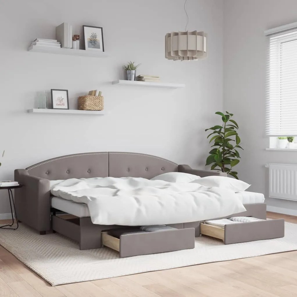 Válenda s přistýlkou a zásuvkami taupe 80 x 200 cm textil 3197564