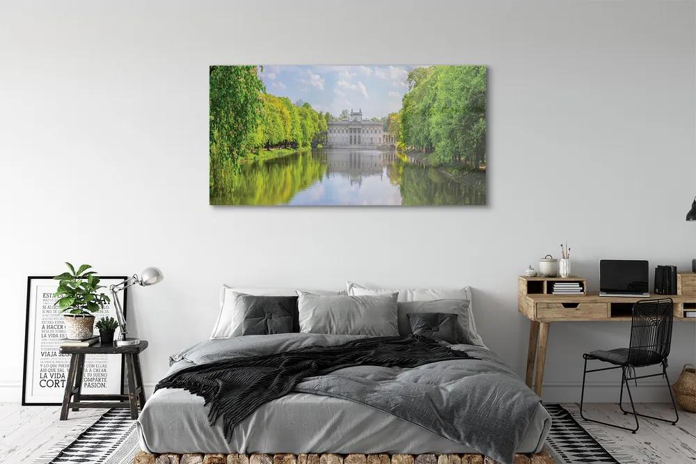 akrylový obraz Varšavský Palác lesního jezera 140x70 cm