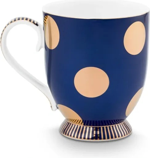 Pip Studio Dot Delight Navy-Gold sada 2ks hrnků 380ml, modro-zlatá (Sada 2 ks hrnků 380 ml z tenkostěnného porcelánu)