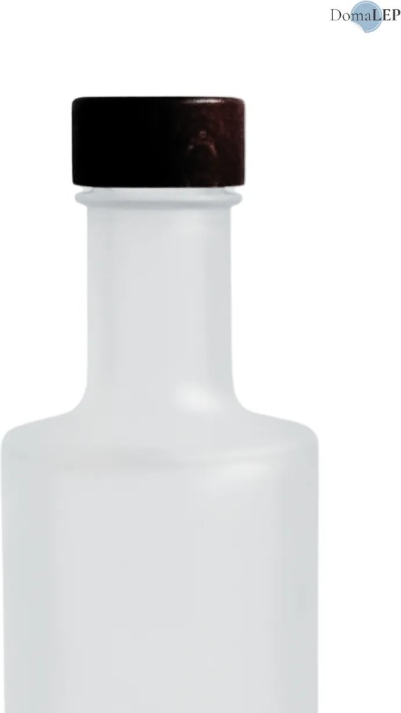 Skleněná láhev na olej 200 ml bílá mléčná s uzávěrem tmavé dřevo VILO