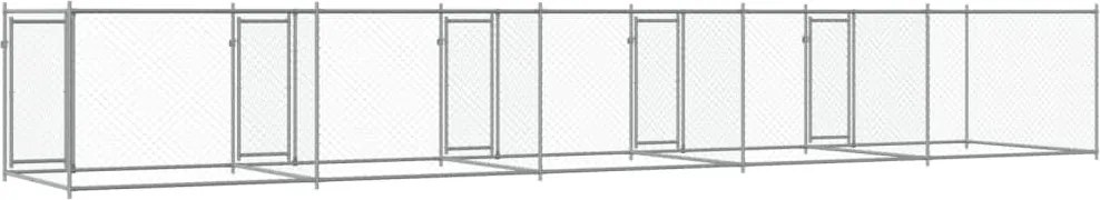 Klec pro psy s dvířky šedá 10 x 2 x 1,5 m pozinkovaná ocel 3209576