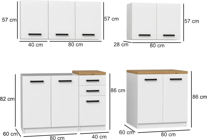 TPS Kuchyňská sestava BONE 200 cm - Bílá
