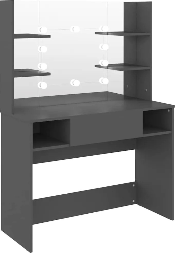 Kosmetický stolek s LED světly 100 x 40 x 135 cm MDF šedý 331542