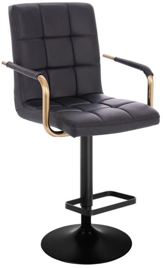 LuxuryForm DESIGN Barová židle VERONA GOLD na černé kulaté podstavě - černá