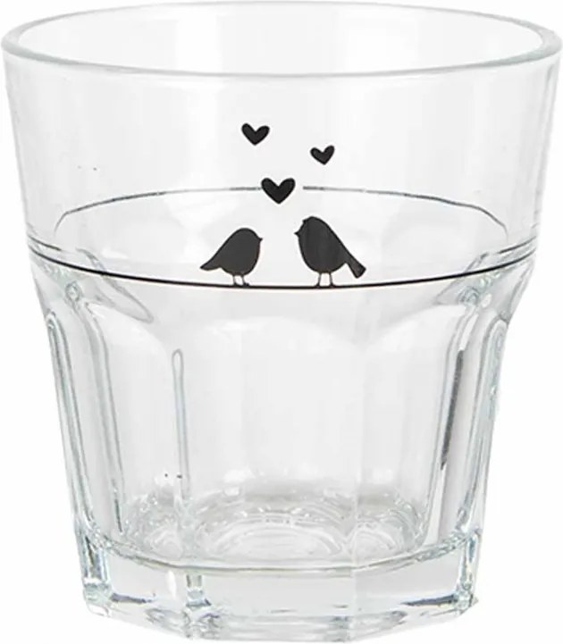 Sklenička s ptáčky a srdíčky Love Birds - Ø 8*8 cm / 200 ml