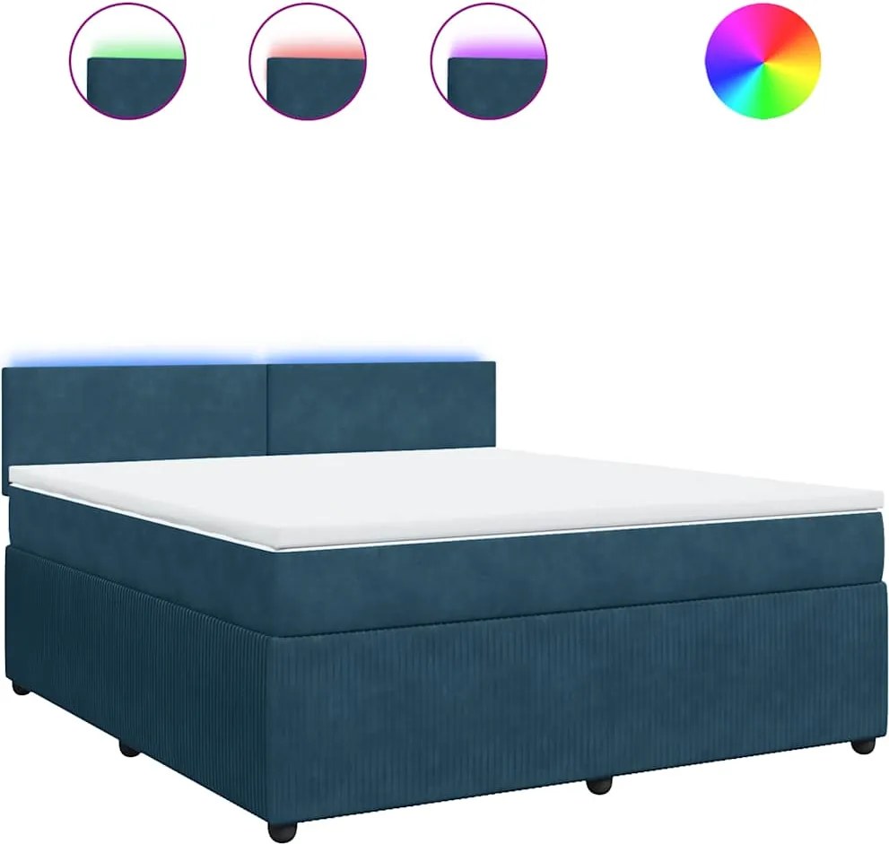 Box spring postel s matrací modrá 180 x 200 cm samet 3290104