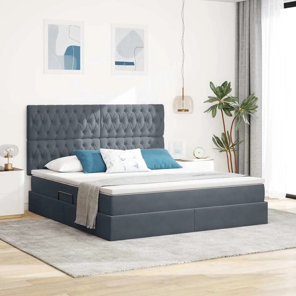Postel s úložným prostorem a matrací Tmavě šedá 180 x 200 cm 3372106