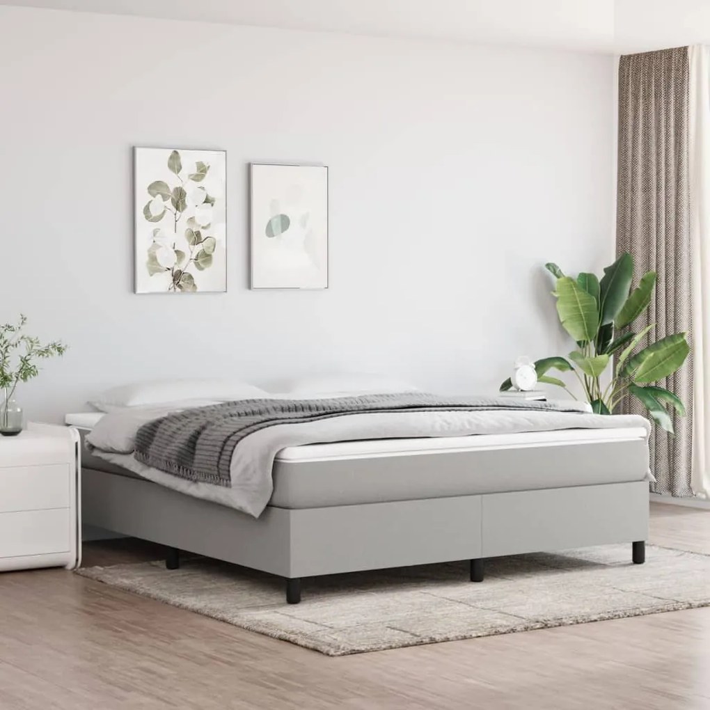 Rám postele s boxspringem světle šedý 180 x 200 cm textil 3120878