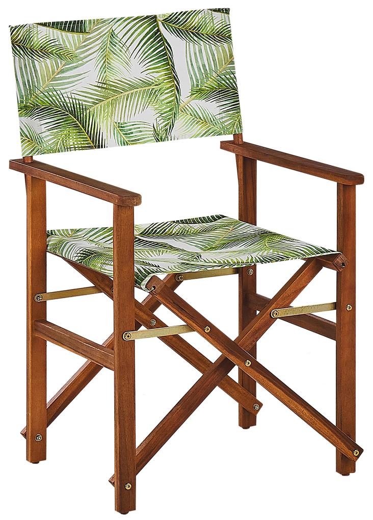Sada 2 zahradních židlí a náhradních potahů tmavé akáciové dřevo/tropický vzor CINE Beliani