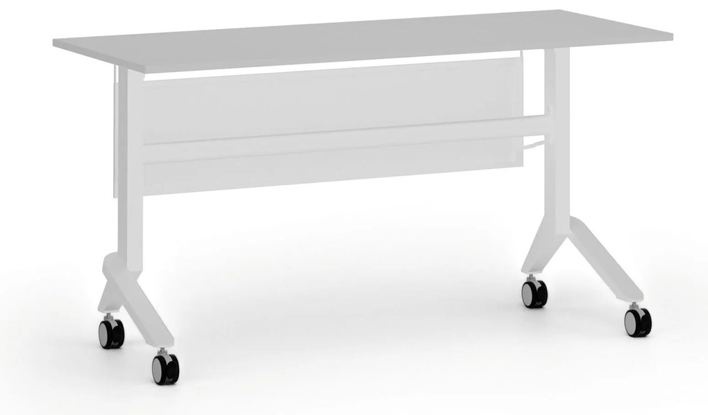 Mobilní stůl PRIMO MOVE, 140x60 cm, bílá podnož, šedá