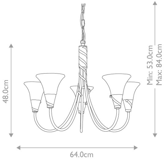 Elstead EM5-COPPER - Lustr na řetězu EMILY 5xE14/40W/230V