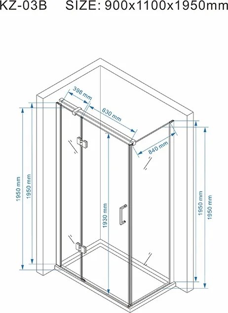 BPS-koupelny Obdélníkový sprchový kout HYD-OK03B 110x90 chrom/transparent - bez vaničky