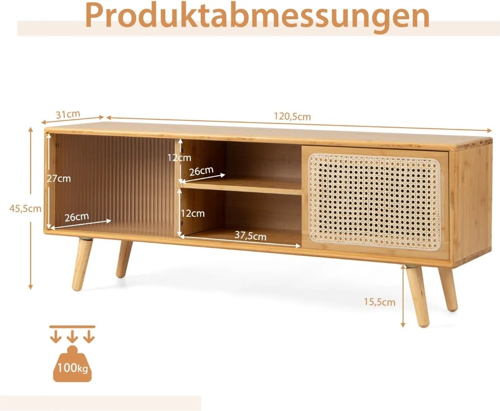 Costway TV skříň Moderní TV stolek pro televizory do 55 palce
