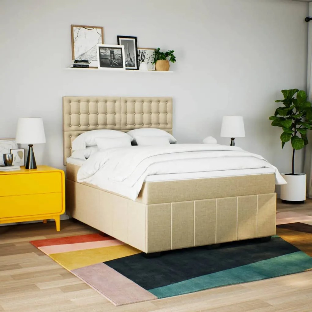 Box spring postel s matrací krémová 140x200 cm textil 3294010