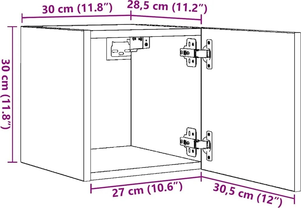 vidaXL Nástěnná TV skříňka 30,5 x 30 x 30 cm [804493] Barva: Bílá
