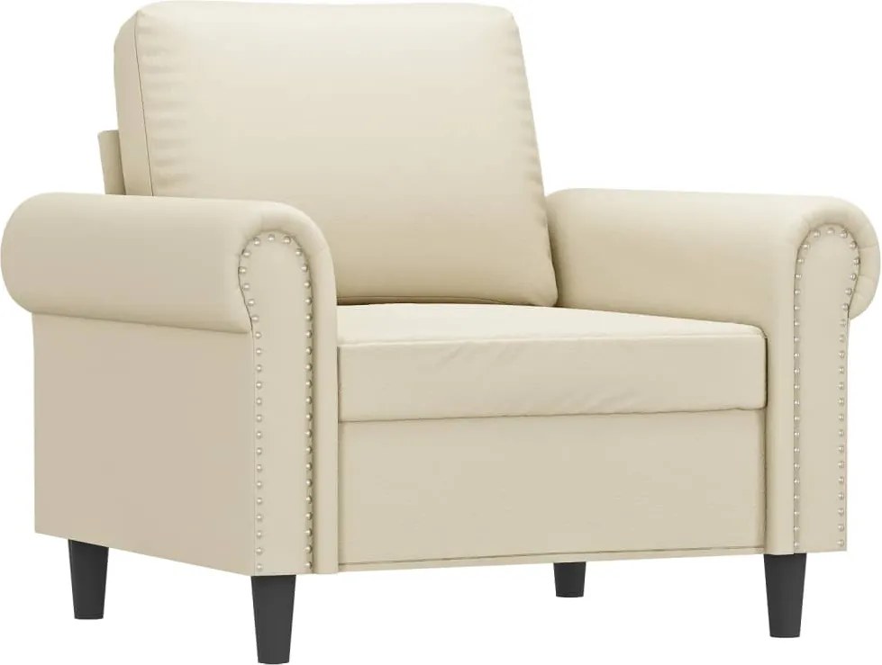 Křeslo s podnožkou krémové 60 cm umělá kůže 3201201