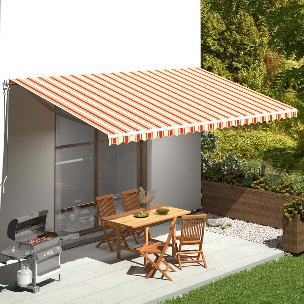 Náhradní plachta na markýzu žlutá a oranžová 600 x 350 cm polyesterová 312024