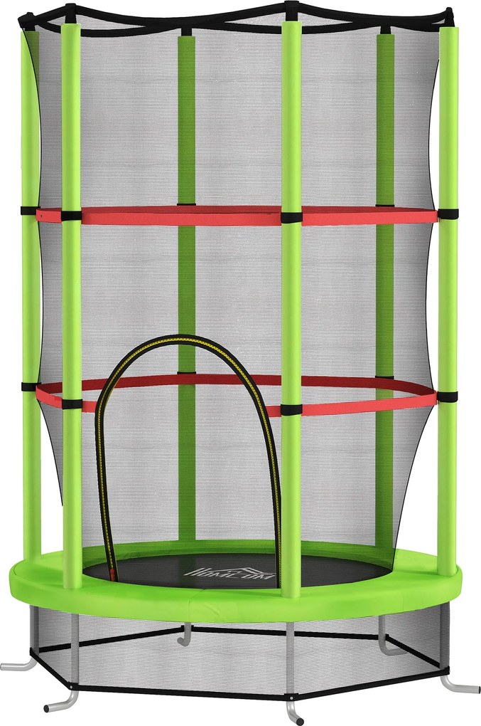 HOMCOM Dětská trampolína Ø140x190 cm pro děti 3-6 let se bezpečnostní sítí, 45 kg nosnost, interiérová zelená | Aosom