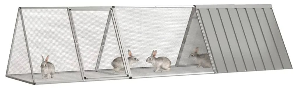 vidaXL Klec pro králíky šedá 302,5x80,5x71 cm pozinkovaná ocel