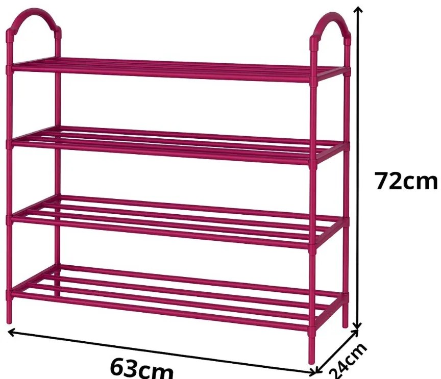Verk Group Police na boty obuv organizér skříň víceúrovňová růžová regál 4 úrovne velký