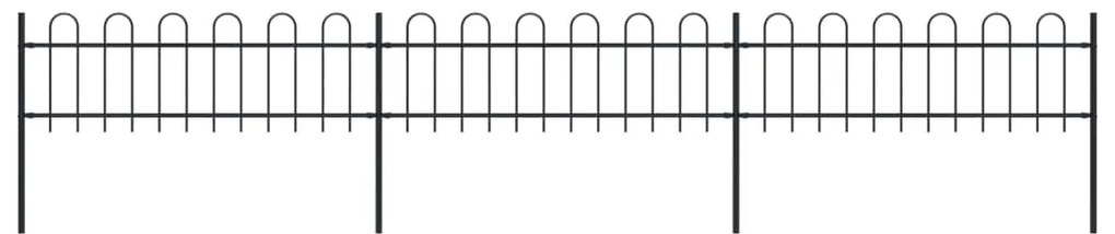 Zahradní plot s obloukem nahoře ocelový 537 x 60 cm černý