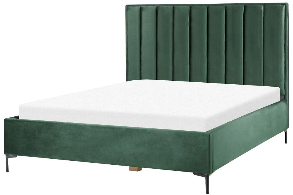 Sametová postel 180 x 200 cm tmavě zelená SEZANNE Beliani