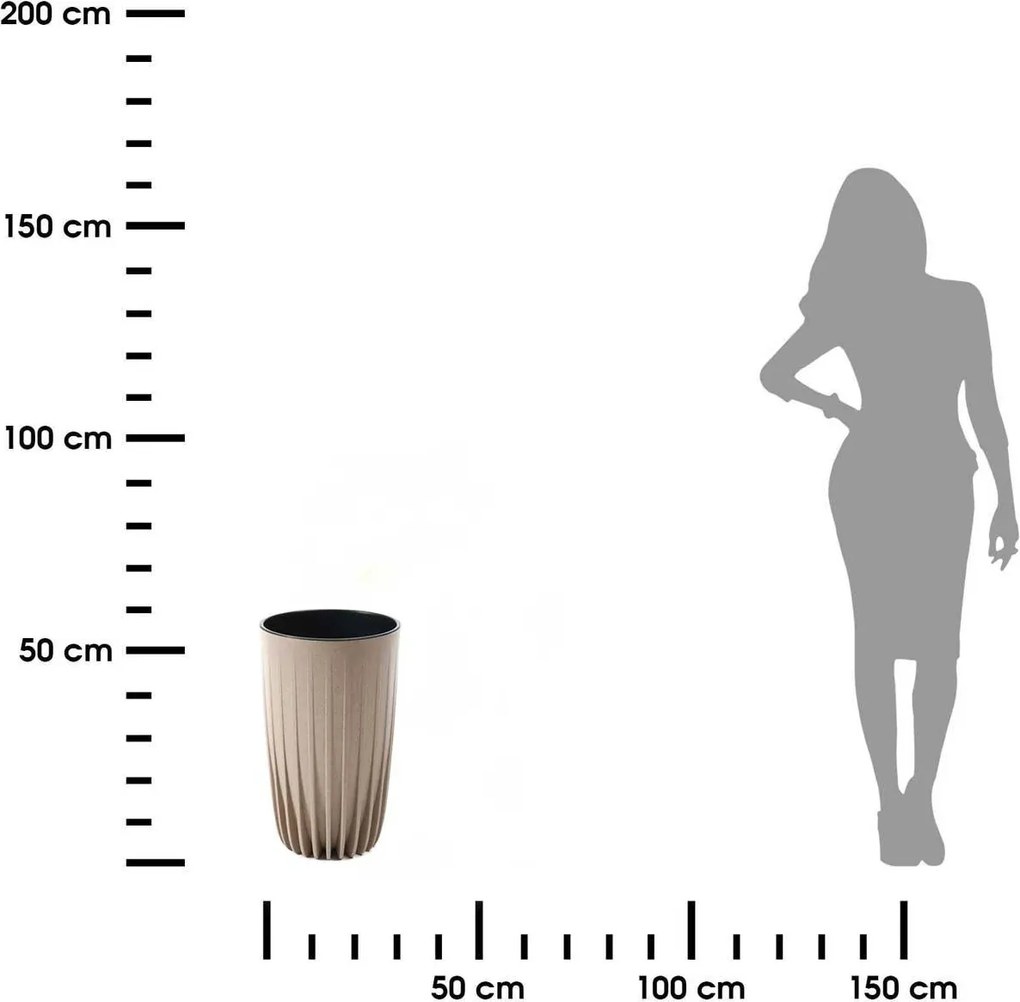 PLASTOVÝ KVĚTINÁČ STRIPPED ECO 51X30 CM BÉŽOVÁ