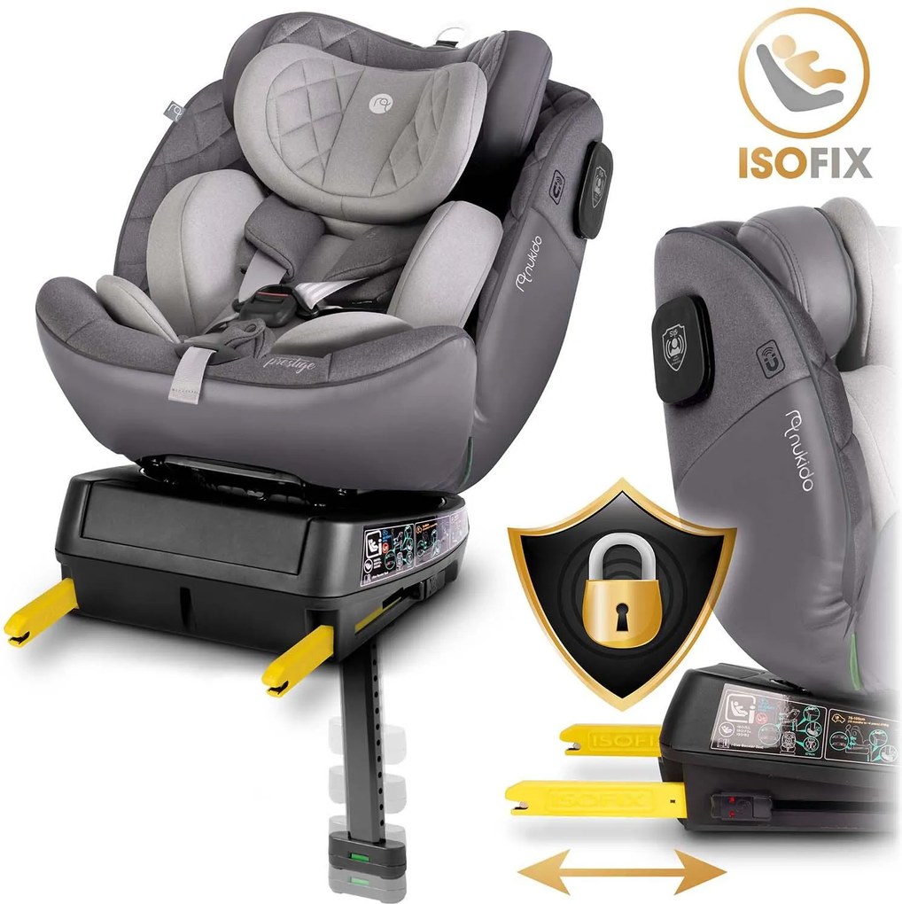 Autosedačka ISOFIX, 0-36kg, šedá | Nukido Prestige