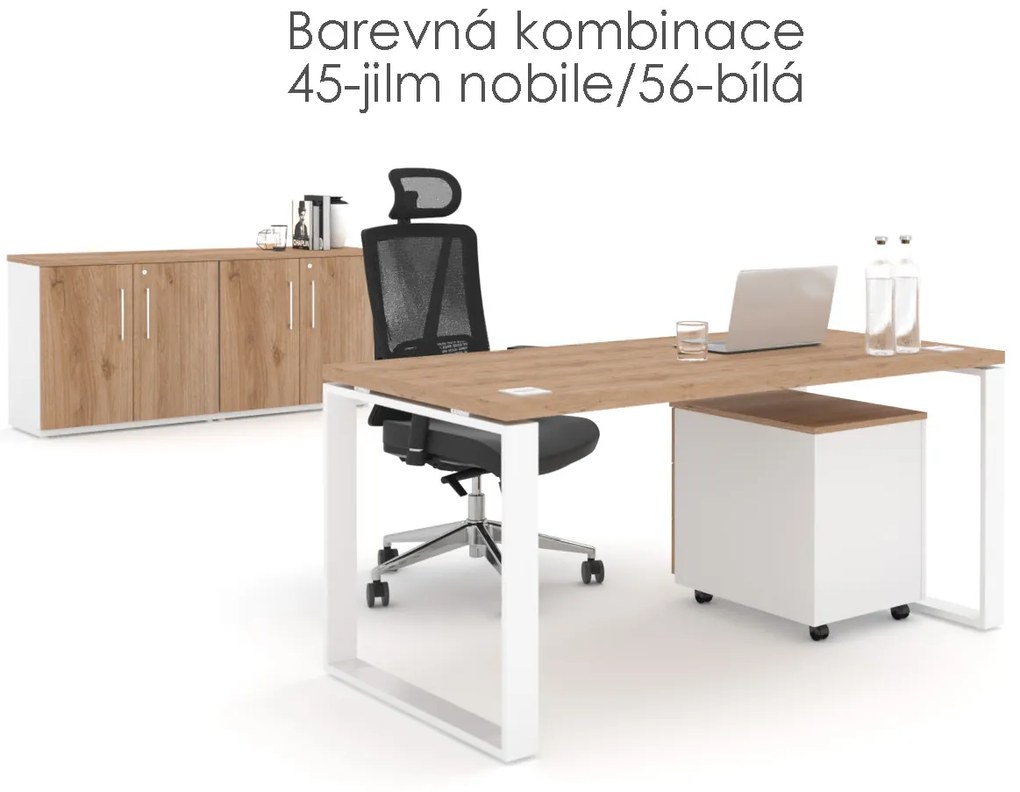 NABYTEK-DESIGNOVY.CZ - DEB1280O - Kancelářský stůl EPIC, 120/140/160/180cm, kovová podnož O, dub/černá